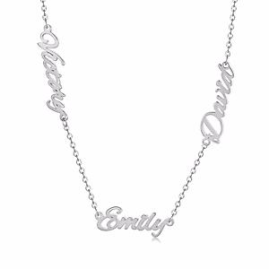 LONAGO Personalized Name Necklace Custom Name Plate Necklace - One, Two,Three or More Names Necklace for Women