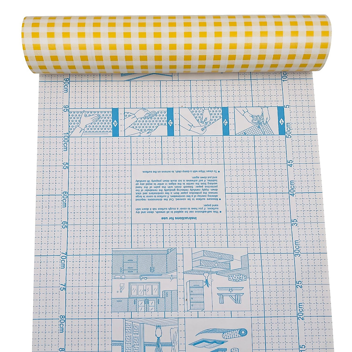 Yifasy Shelf Liner Yellow Grids Self-Adhesive Drawer Shelving Paper Line Study Desk Storage Cabinets 118x17.7 Inch