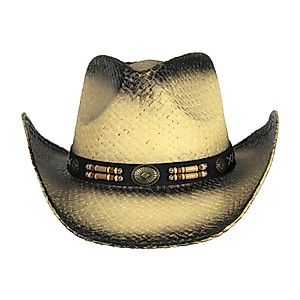 Classic Outback Tea Stained Cowboy Hat w/ Beaded Band - Shapeable Brim