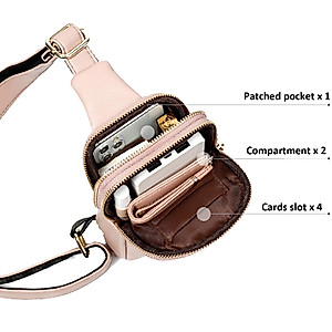 KOOIJNKO Women Vegan Leather Sling Bag, Outdoor One Shoulder Crossbody Chest Bag, Black