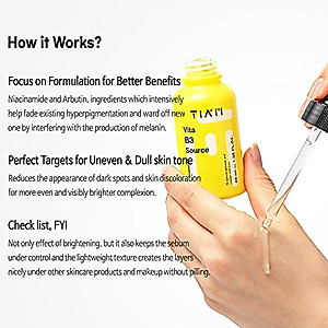 TIAM Vita B3 Source, 10% Niacinamide Serum, 2% Arbutin, Hyperpigmentation, Dark Spot Treatment, 1.35 Fl Oz