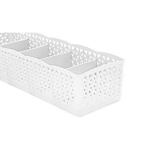 2PC Storage Bins, 5 Cells Plastic Organizer Storage Box Tie Bra Socks Drawer Cosmetic Divider for Home Bedroom