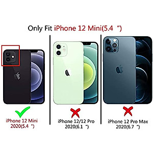 SmoBea Compatible with iPhone 12 Mini Case, for Laser Glitter Bling Heart Soft & Flexible TPU and Hard PC Back Shockproof Cover Women Girls Heart Pattern Phone Case (Rainbow Heart/Clear)