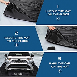 Waterproof Garage Floor Mat for Under Car, 7'9"x18' Heavy Duty Containment Mat with Free Floor Squeegee, Protects Garage Floor from Snow, Slush, Water, Mud and Oil