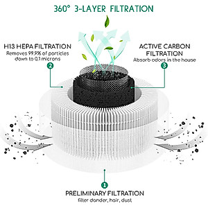 Afloia Air Purifiers for Home Large Room Fiilo Black, Afloia Washable & Removable Pet Efficient Replacement Filter