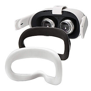 VR Face Silicone Cover Mask Combo with Protective Lens Cover for Quest 2 Headset Face Pad Cushion Accessories Set Sweatproof Lightproof by X-super Home (White, Quest 2)