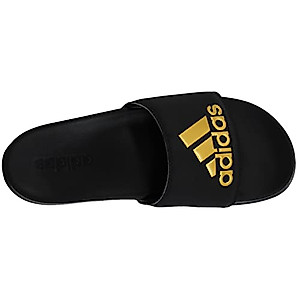 adidas Women's Adilette Comfort Slides, Core Black/Gold Metallic/Core Black, 6