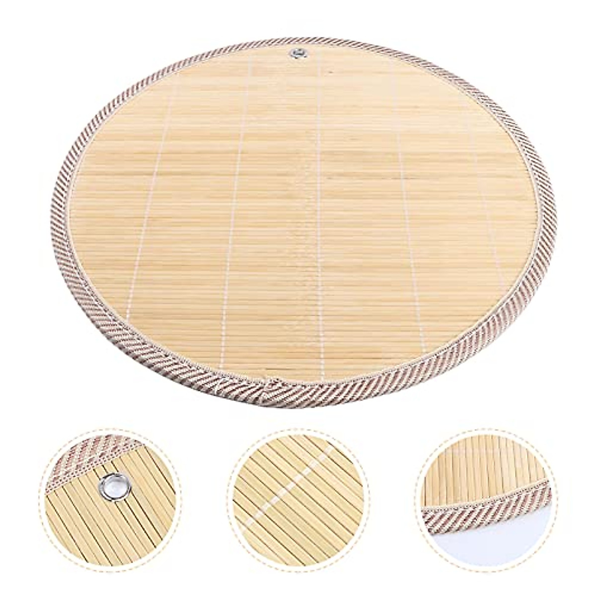 2Pcs Bamboo Dumpling mat Wood Serving Tray Round Dumpling Serving Platter Coffee Table Serving Tray Handmade Rattan Food Tray for Chinese Dumplings mat Kitchen Bamboo Steamer Liner (Khaki)