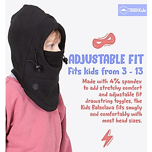 Tough Headwear Kids Winter Hat with Mask - Ski Mask for Kids - Ninja Kids Balaclava & Winter Face Mask for Kids w/Hood - Balaclava Black