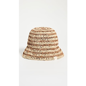 Loeffler Randall Women's Jocelyn Raffia Bucket Hat, Brown/Natural, One Size