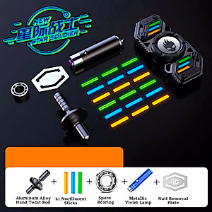 YIJO Fidget Spinner, Colorful Glow in The Dark, High Speed and Silence, Cool Metal Mechanical Gear Shape Design with Skull Symbol, Anti-Anxiety and Stress Release for Kids and Adults