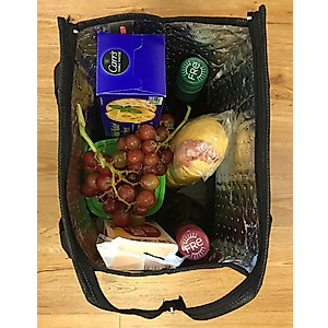 Thermo Tote Insulated Lunch Bag Wine Cooler Tote Bag Reusable Tall Water Bottle Carrier For Adults Men Women (Pack of 2 for Price of 1 - Royal & Black - ST3091)