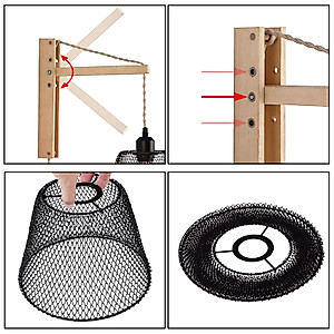 Modxian Farmhouse Plug in Wall Sconces Set of 2 Wood Wall Mounted Light with Plug in Cord Wall Lamp with Wire Cage Shade Rustic Adjustable for Bedroom Living Room Hallway Entrance E26