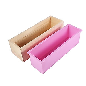 Soap Tools Silicone Soap Tools Rectangle Soap Tools with Wooden Box Flexible Soap Crafting Tools DIY Making Tool for Soap Cake Bread