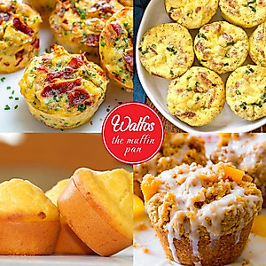 Walfos Silicone Muffin Pan - 6 Cup Non-Stick Cupcake Pan for Baking, Food Grade and BPA Free, Perfect for Egg Muffin, Cupcake, Quiches and Frittatas (3 Pack)