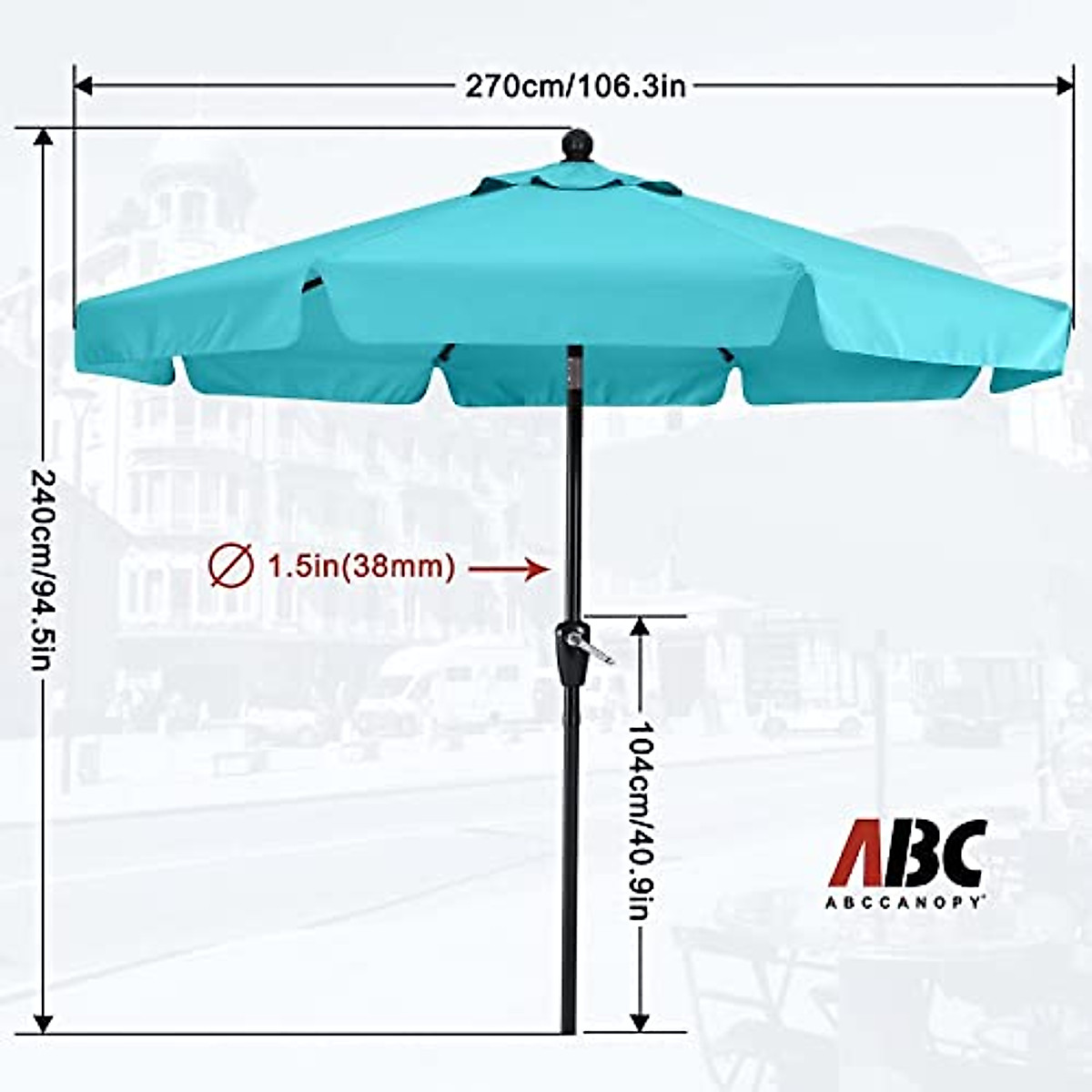 ABCCANOPY Premium Patio Umbrellas 9' Turquoise