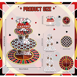 Casino Cupcake Stand 3 Tier for 24 Cupcakes Poker Dice Theme Cardboard Cake Dessert Holder Tower for Las Vegas Night Party Decoration Casino Decorations Adult Birthday Casino Themed Party Supplies