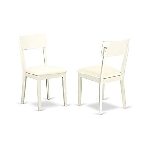 East West Furniture HBAD5-LWH-LC 5 Piece Dining Set Includes a Round Dining Room Table with Pedestal and 4 Faux Leather Upholstered Chairs, 42x42 Inch, Linen White