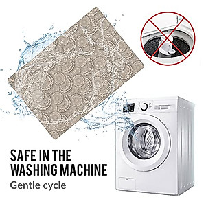 Shape28 Small Area Rug Mat Ultra-Thin Kitchen Rug Entrance Mat with Non Slip Rubber Backing Szie 20 inches x 16 inches Color Latte Design 1S