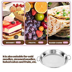 Luxshiny 2PCS Stainless Steel Roasting Pan, Pizza Cake Baking Tray Round Roaster Pan Stainless Steel Drip Pan for Turkey Baking,Roast Chicken