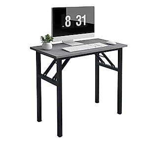 Need Small Computer Desk 31.5 inches Folding Table No Assembly Sturdy Small Writing Desk Folding Desk for Small Spaces, Grey AC5-8040-LB