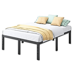 QEROMY King Size Bed Frame - 18 in Sturdy Platform Bed Frame King, Heavy Duty Metal Bed Frame No Box Spring Needed, Quick & Easy Assembly, No Noise, Black