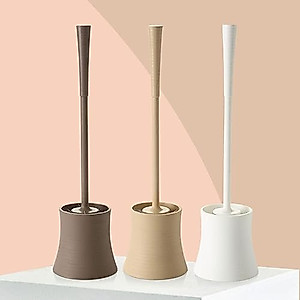 SAAKO Portable Toilet Bowl Brush Floor Standing Toilet Brush Practical Toilet Cleaner Brush with Plastic Long Handle for Bathroom