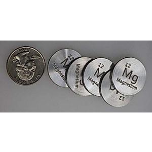 Magnesium (Mg) 24.26mm Metal Disc 99.9% Pure for Collection or Experiments