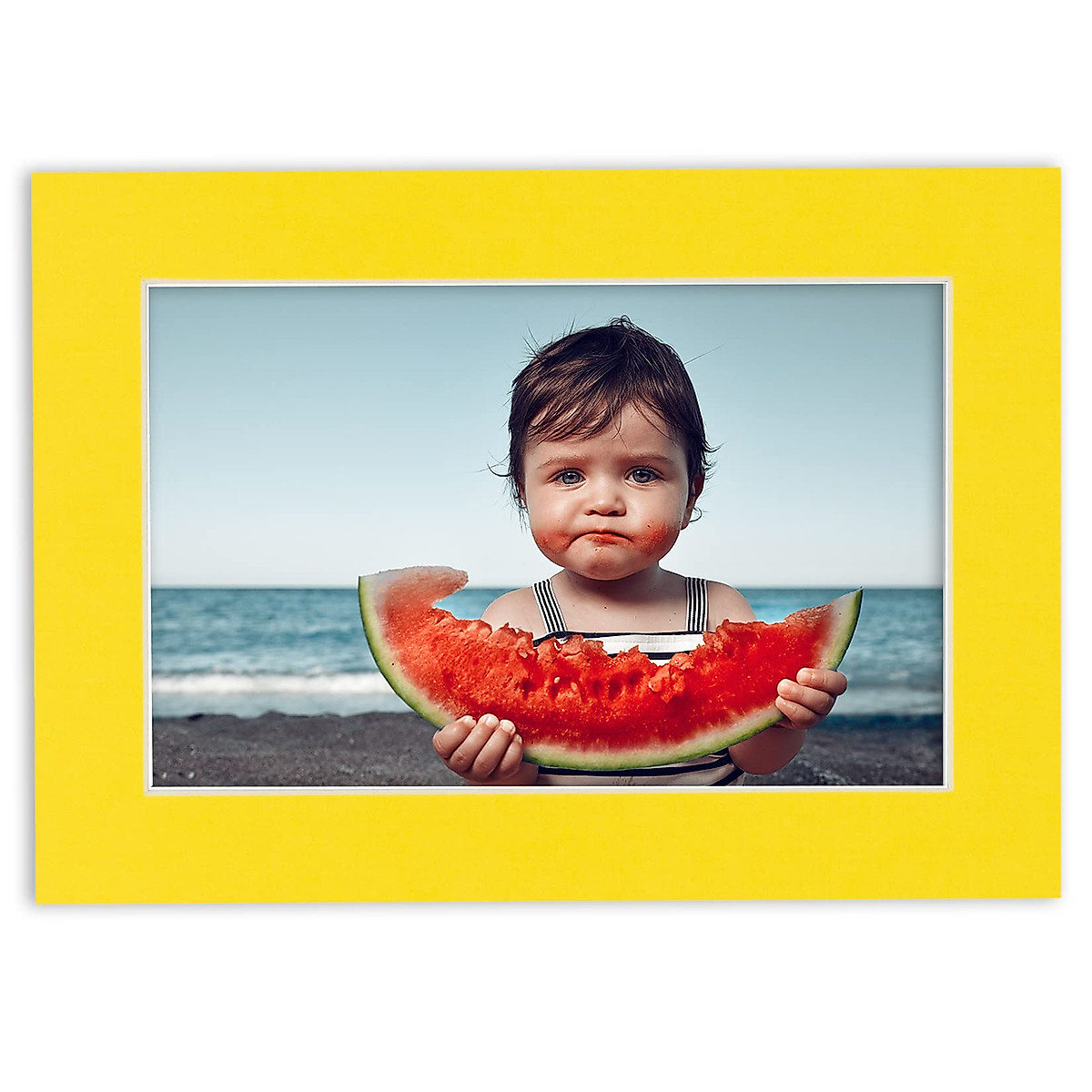 12x18 Mat Bevel Cut for 11x17 Photos - Acid Free Yellow Precut Matboard with Backing Board and Crystal Clear, Self Seal Photo Mat Bag - for Pictures, Photos, Framing - 4-ply Thickness