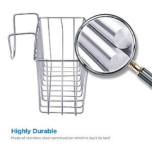 PlumBoss Sponge Holder for Kitchen, Stainless Steel Rust Proof Caddy Dish Draining Sink Basket, LARGE