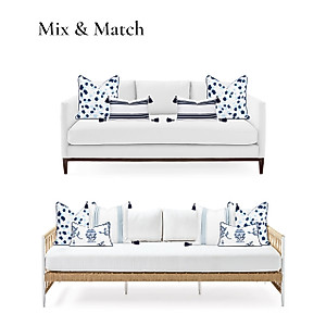 Hofdeco Premium Coastal Patio Indoor Outdoor Throw Pillow Cover Only, 20"x20" Water Repellent for Backyard, Couch, Navy Blue Leopard with Piping