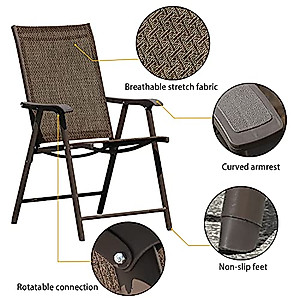 Aoodor 4 Sets Folding Patio Chairs for Indoor&Outdoor - Brown