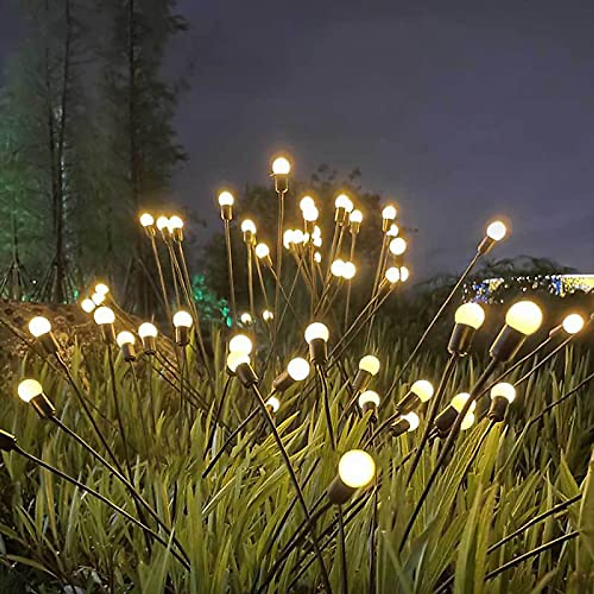 huadi Solar Firefly Light, Starburst Swaying Garden Lights, Outdoor LED Firefly Light, Waterproof Solar Powered Decorative Lamp for Garden, Farm, Park (Warm White)