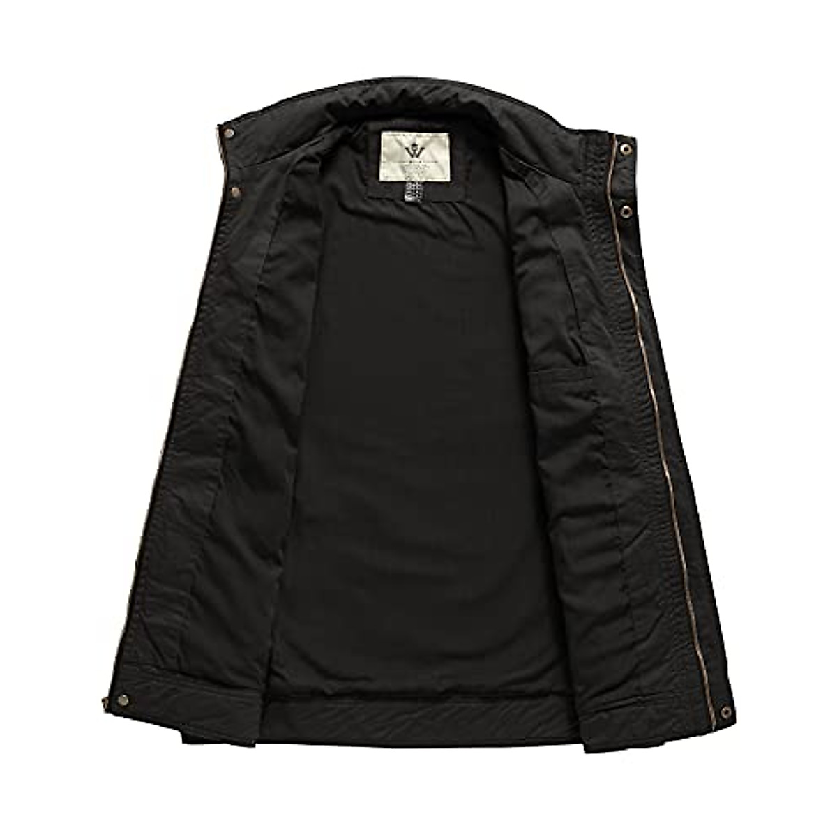 WenVen Men's Military Canvas Work Jackets and Coats (Black, Medium)