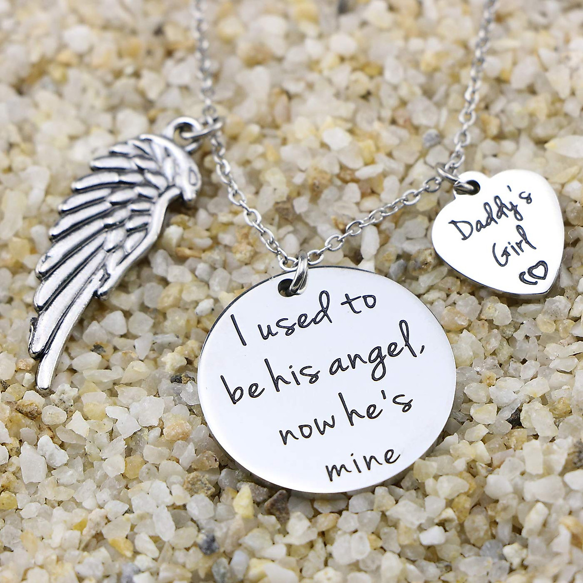 Memorial Dad Jewelry I Used to Be His Angel Now he is Mine Remembrance Necklace