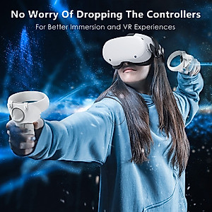 Controller Grips Compatible with Quest 2 - YOGES Soft Anti-Slip Silicone Cover Protector with Adjustable Leather Hand Knuckle Strap, VR Game Accessories for Quest 2 Touch Controllers