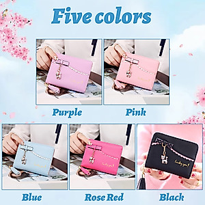 Suxgumoe Small Wallet for Women Girls PU Leather Bifold Short Wallet Tassels Cute Cat Women Wallet Ladies Purse with Coin Pocket (PURPLE)