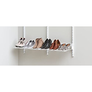Rubbermaid Customizable Wall Mount Shoe Shelf, White, for Home/House/Closet/Laundry/Linen Organization