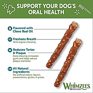 WHIMZEES Natural Grain Free Daily Dental Long Lasting Dog Treats, Veggie Sausage, Small, Bag of 28
