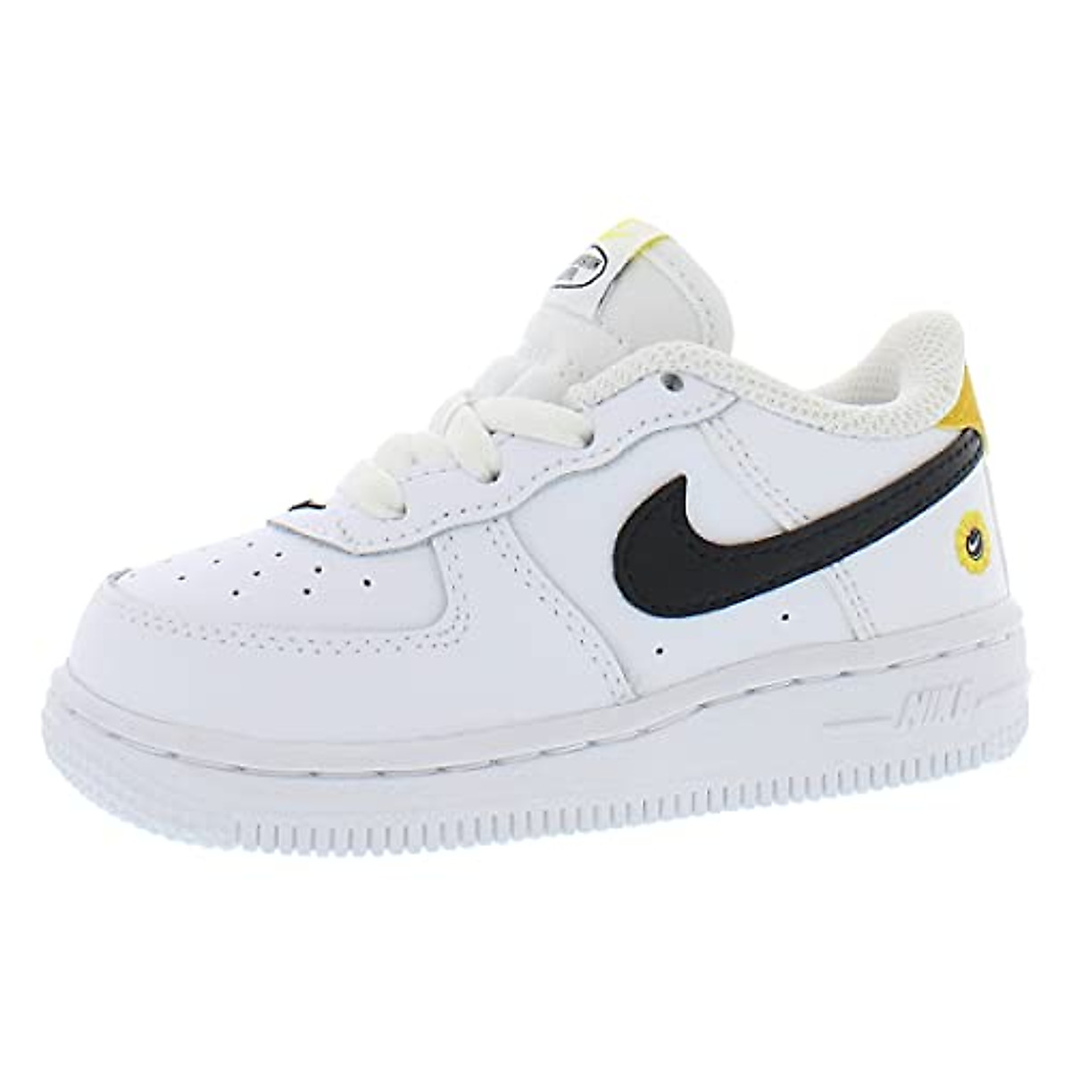 Nike Little Kid's Air Force 1 LV8 (GS) Running Shoes, White/Black-Dark Sulfur, 3 M US