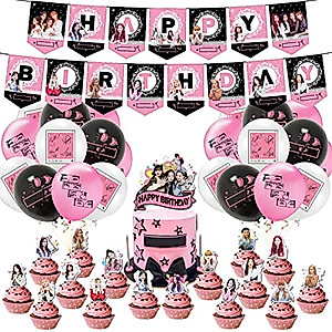 Blackpink Birthday Party Supplies,Black Girl Pink Girl Birthday party Decoration