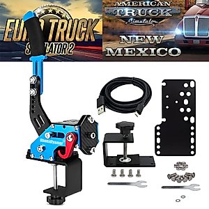 Obokidly Upgrade 2-IN-1 USB Handbrake Support G920 Compatible with XBOX ONE S/X + PC For Simracing Game Sim Rig With Stainless Steel Fixed Plate (Blue-3)