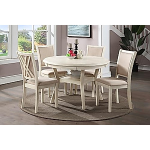 New Classic Furniture Amy 5-Piece Dining Table Set, Beige and Brown