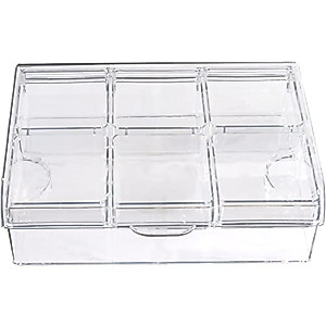 ImpiriLux Ice Chilled Six Compartment Condiment Server Caddy - Serving Tray Container with 6 Removable Dishes Each with 3.5 Cup Capacity | Domed Hinged Lid | 4 Serving Spoons + 4 Tongs Included