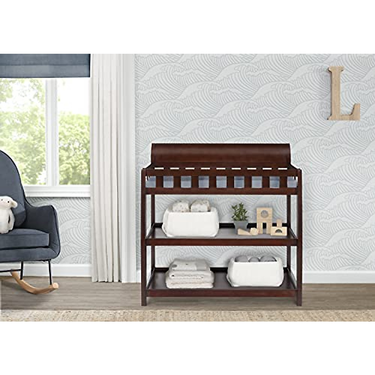 Delta Children Bentley Changing Table with Changing Pad, Greenguard Gold Certified, Chocolate