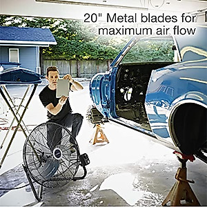 Lasko Metal Commercial Grade Electric Plug-In High Velocity Floor Fan with Wall Mount Option and Remote Control, Black & 20" High Velocity Quick Mount, Converts from a Floor Wall Fan, 7x22x22 inches