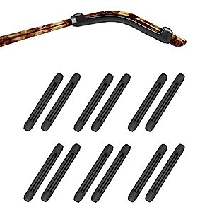 6 Pairs Silicone Eyeglasses Temple Tips Sleeve Retainer, Anti-Slip Elastic Glasses Ear Grip Comfort Eyeglasses Retainers Behind The Ears for Reading Glasses Sunglasses (Black)