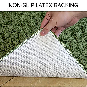 TOONOW Indoor Doormat Front Door Mat,30"x18", Low-Profile Machine Washable Kitchen Rug, Absorbent Mud Half Round Entrance Mat for Outdoors, Entryway, Patio, Bedroom, Olive Green