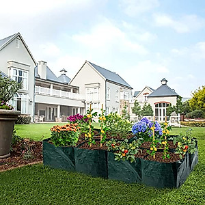 Apipi Raised Garden Planters Fabric Beds, Grow Bags with 4 Divided Grids, Square PE Planting Pots with Drainage Holes for Tomatoes Chillis Herbs Flowers Vegetables Plants