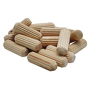 Wolfcraft 2960405 1/4 in (6 mm) x 1 1/8 in (29 mm) Fluted Beechwood Dowel Pin, 36-Pack